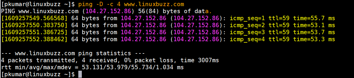How To Enable Timestamp In Linux Ping Command Output